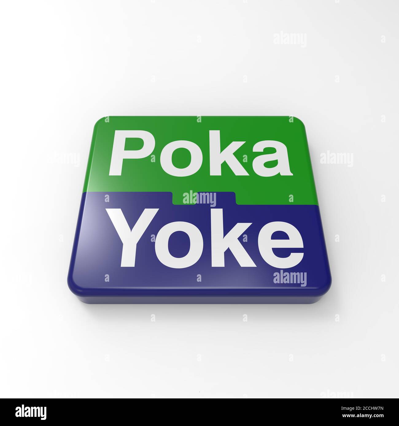 Green and blue interlocking blocks with Poka Yoke text on white ...