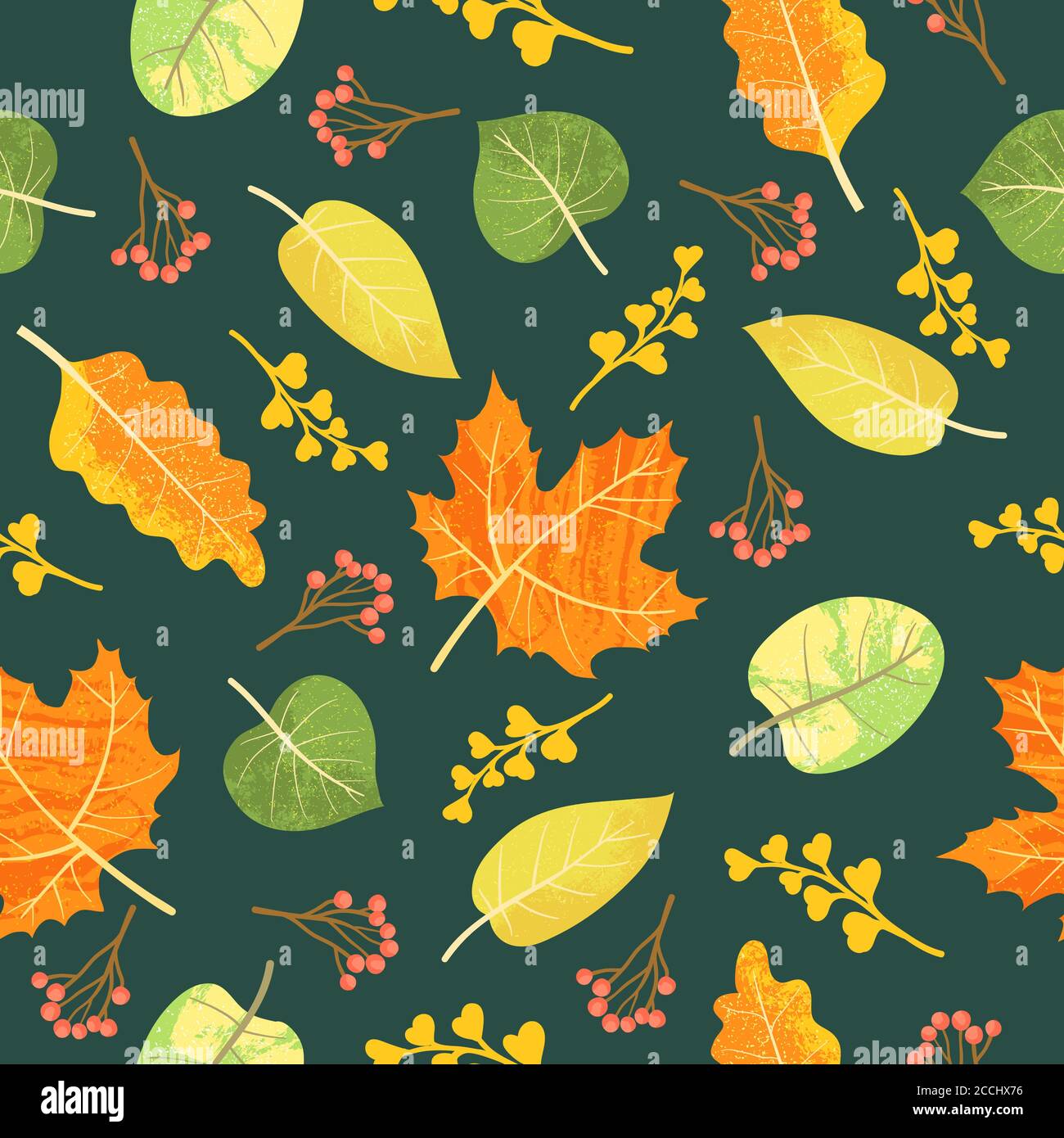 Colorful autumn leafs pattern in warm colors, seamless. Falls leaves ...