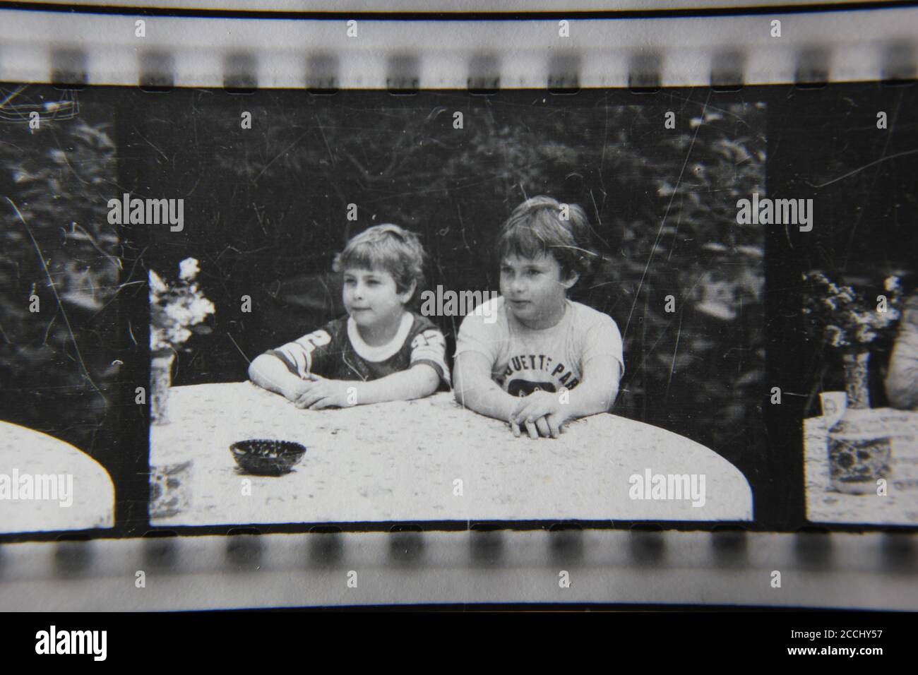 Fine 1970s vintage black and white photography of two young boys ...