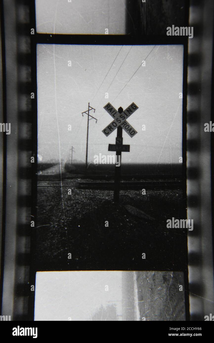 Fine 1970s vintage black and white photography of a railroad tracks ...