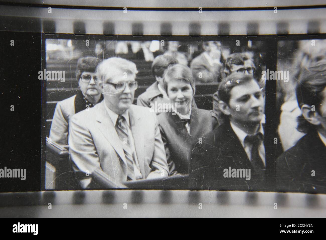 Fine 1970s vintage black and white photography of the church audience ...