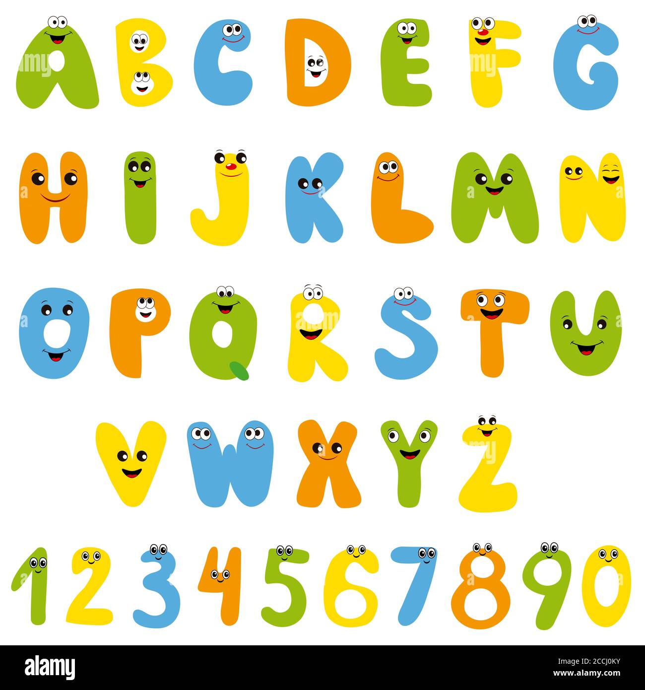 Cartoon alphabet and numbers on a white background Stock Photo - Alamy