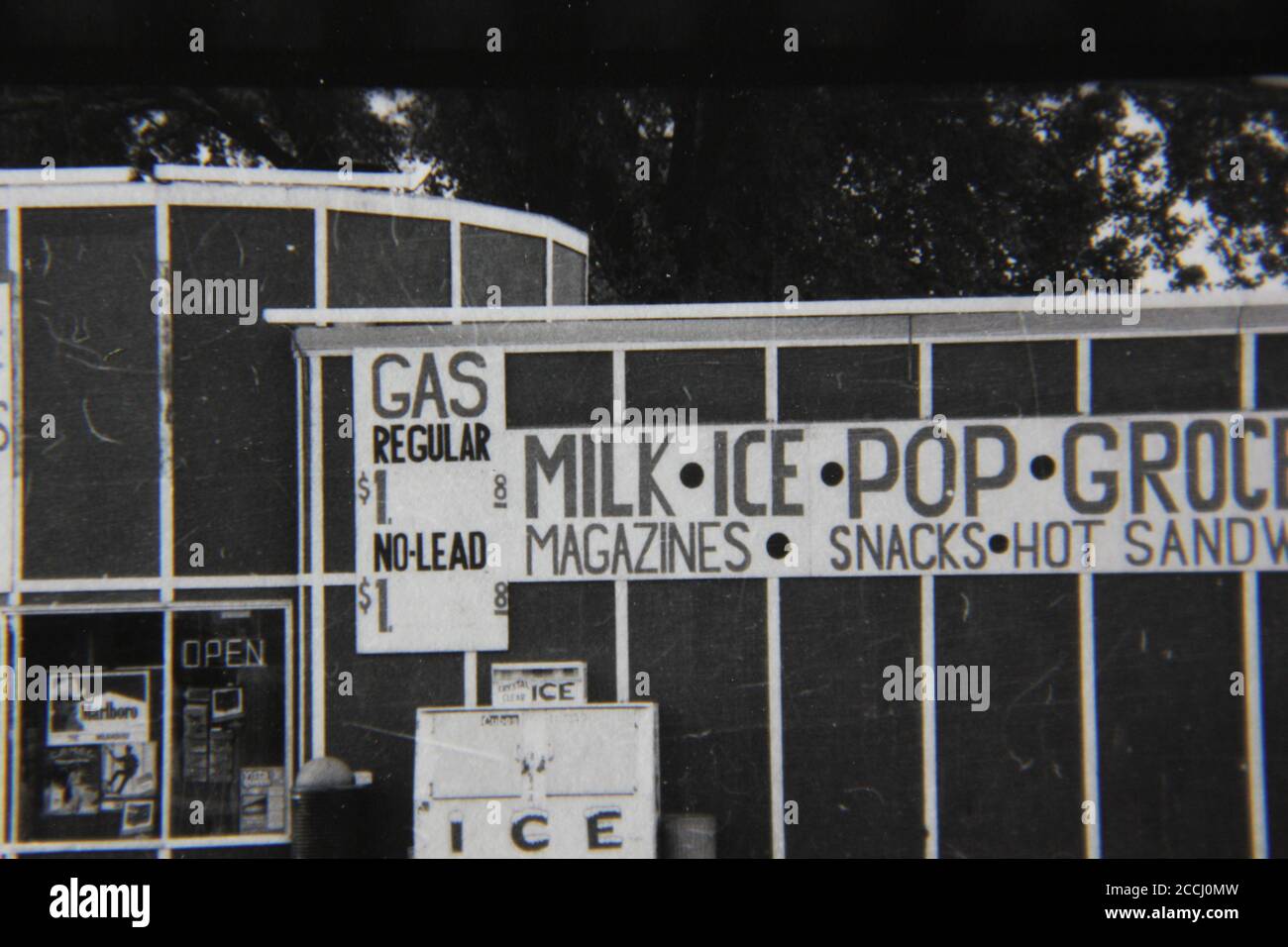 Fine 1970s vintage black and white photography of a small town ...