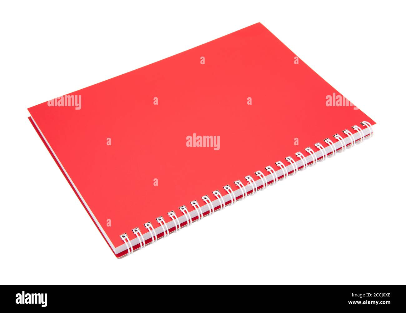 Red spiral notebook isolated on white background Stock Photo - Alamy