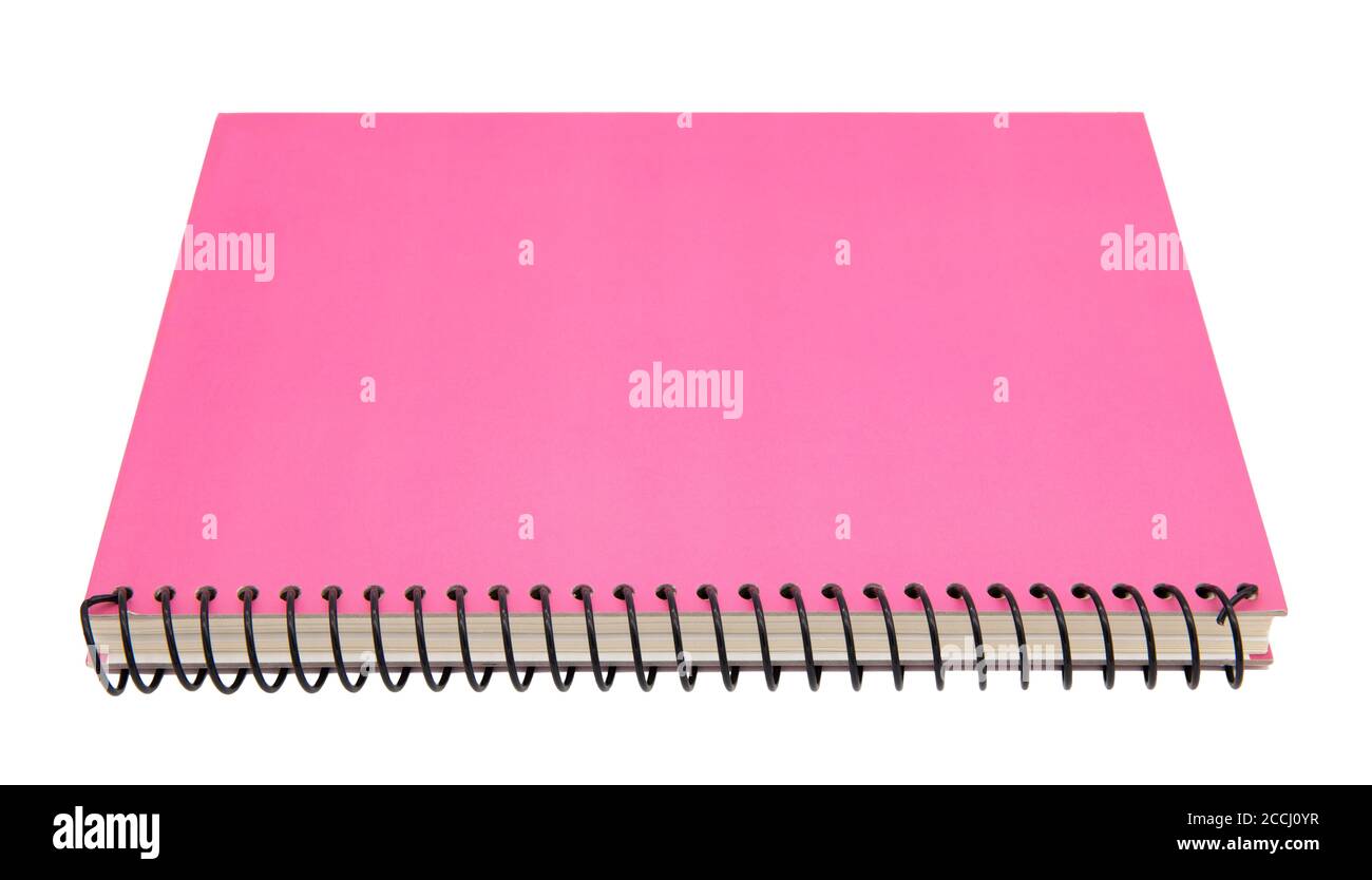 Pink spiral notebook isolated on white background Stock Photo - Alamy