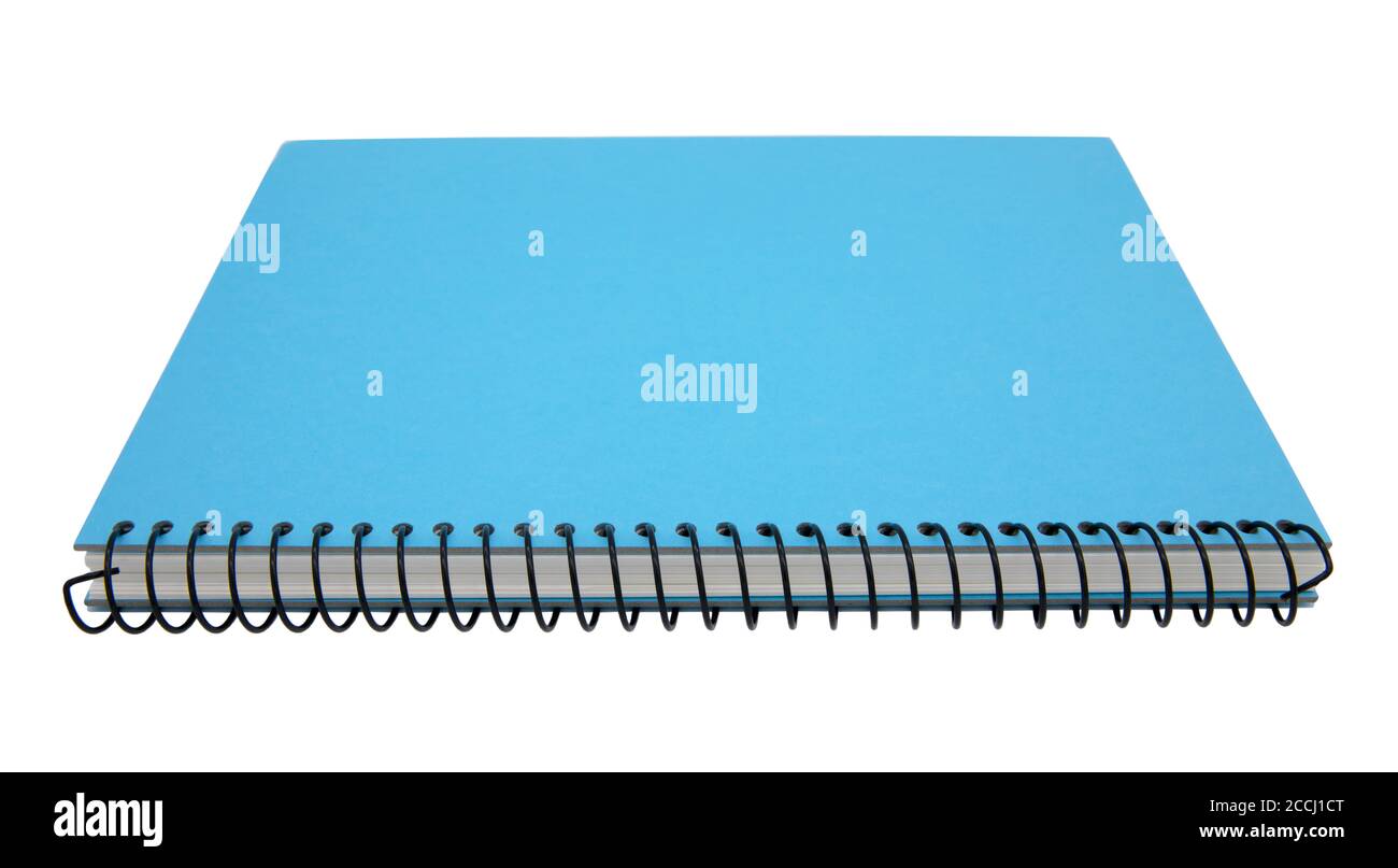 Blue spiral notebook isolated on white background Stock Photo - Alamy