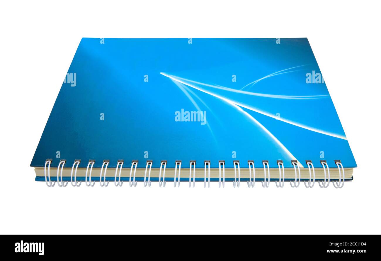 Blue spiral notebook isolated on white background Stock Photo - Alamy