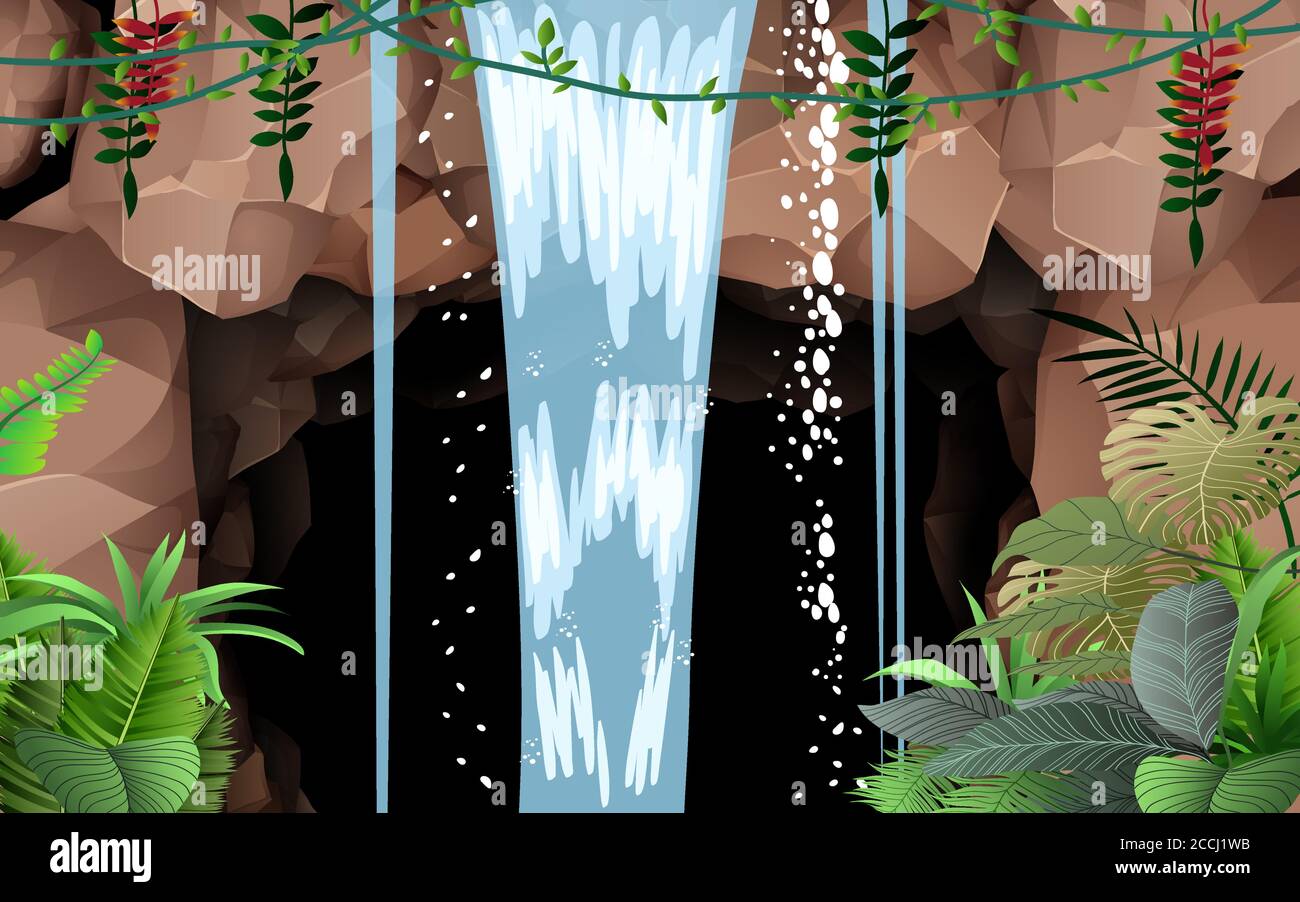 Waterfall on mountain in Stock Vector Images - Alamy