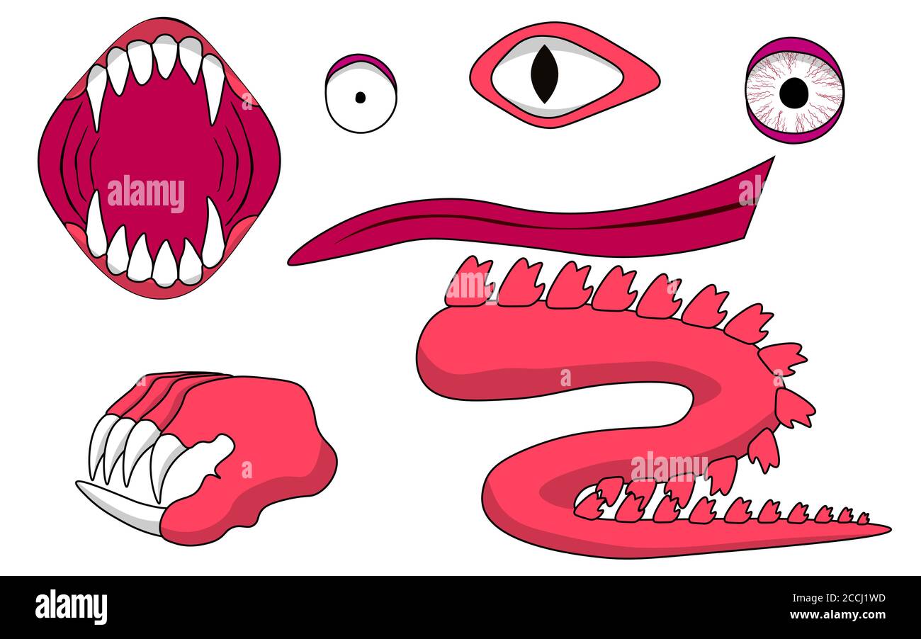 organ of cartoon monster on the white background Stock Vector Image ...