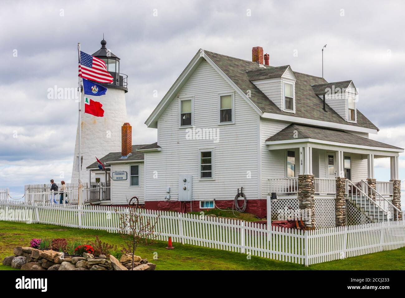 Pemaquid Point Lighthouse at Pemaquid point near New Harbor, Maine, was ...