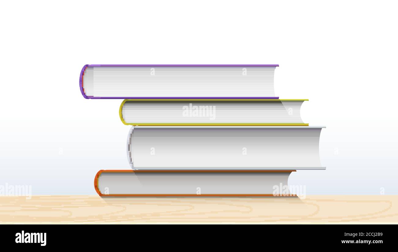 Realistic stack of books isolated on white background. Vector 3d ...