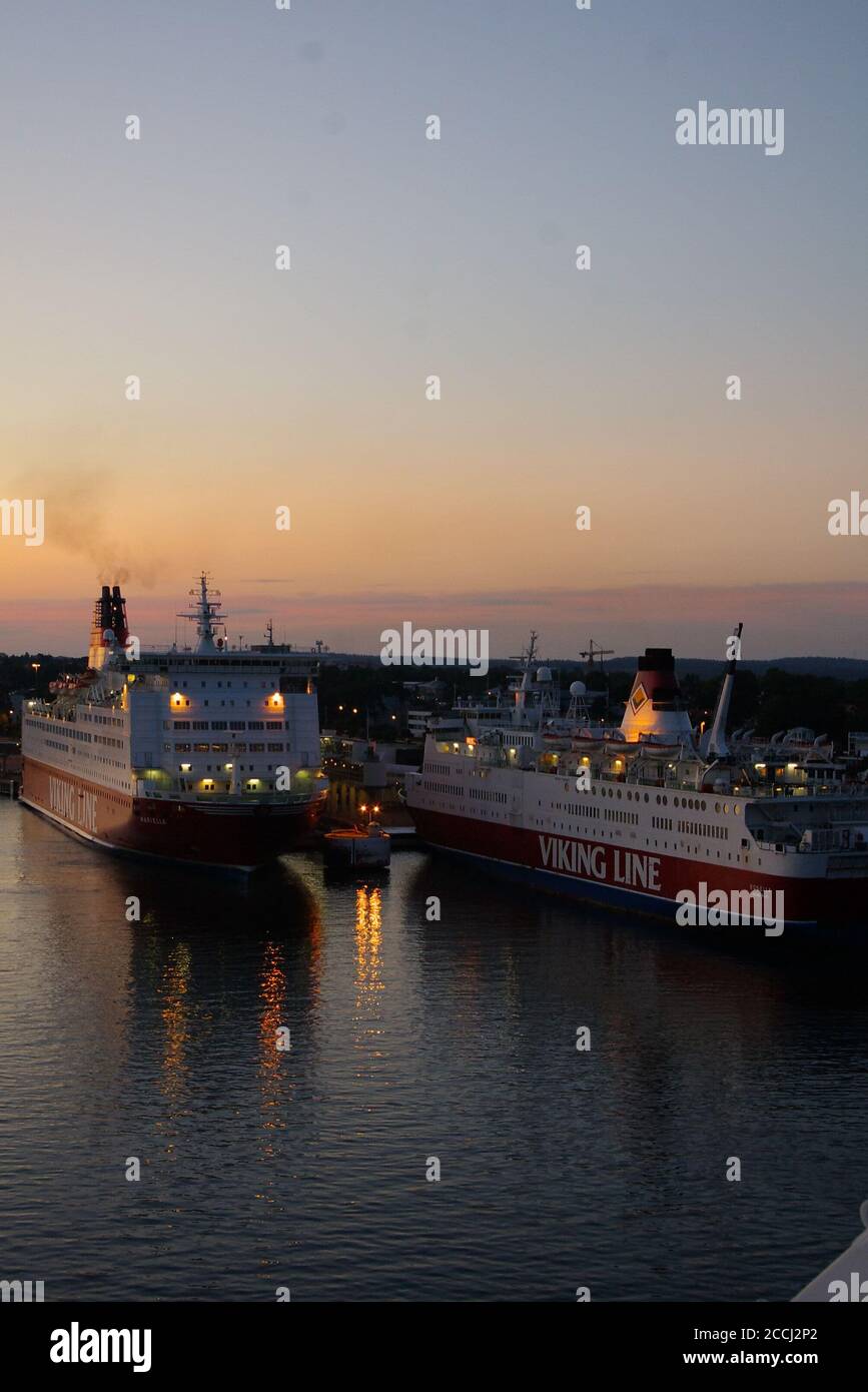 Viking Line ferries Rosella and Mariella in Mariehamn, Aland Islands ...