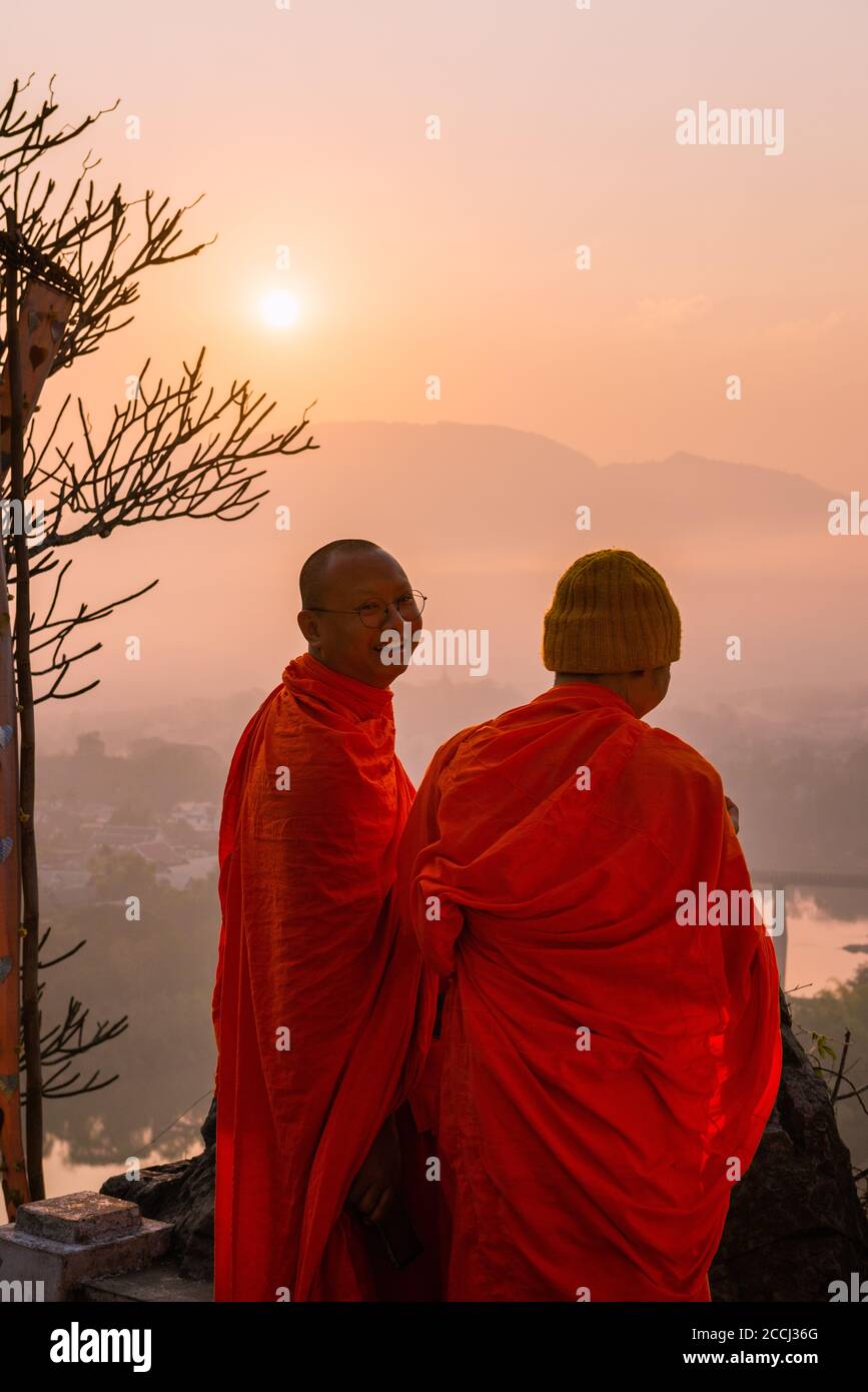 Happy lao monks hi-res stock photography and images - Alamy