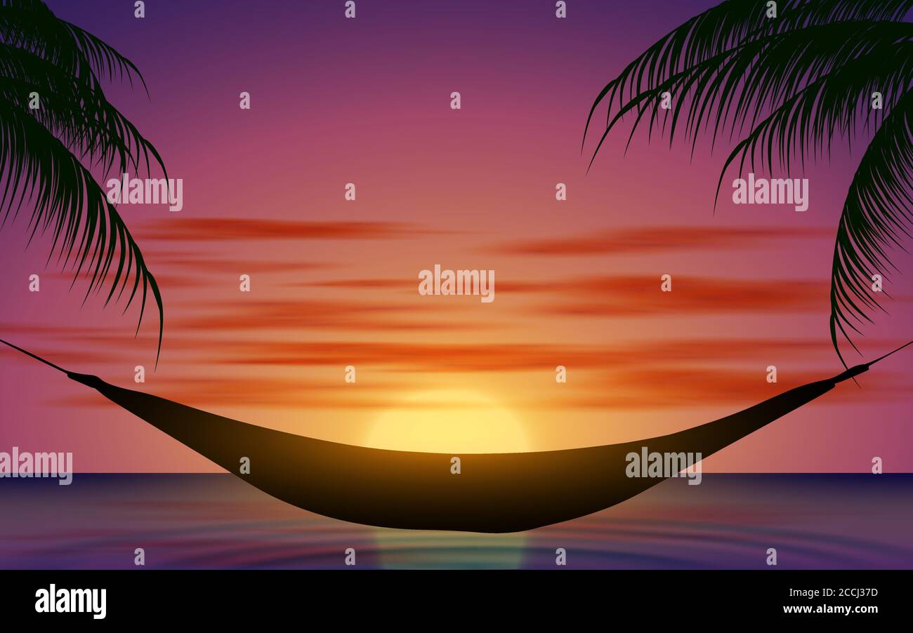 Palm tree on the sandy beach Stock Vector Images - Alamy