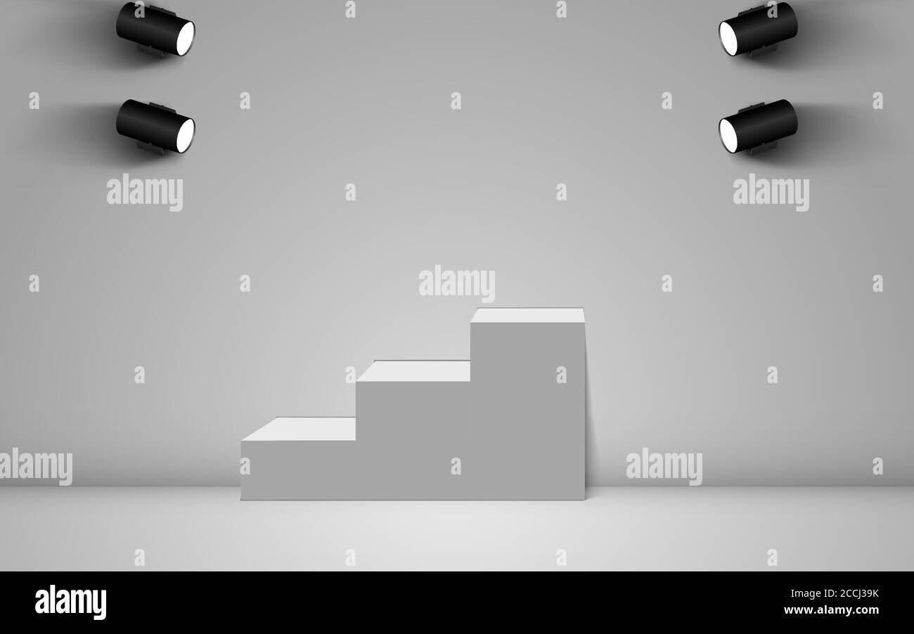 white showcase and spotlight in the studio room Stock Vector Image ...