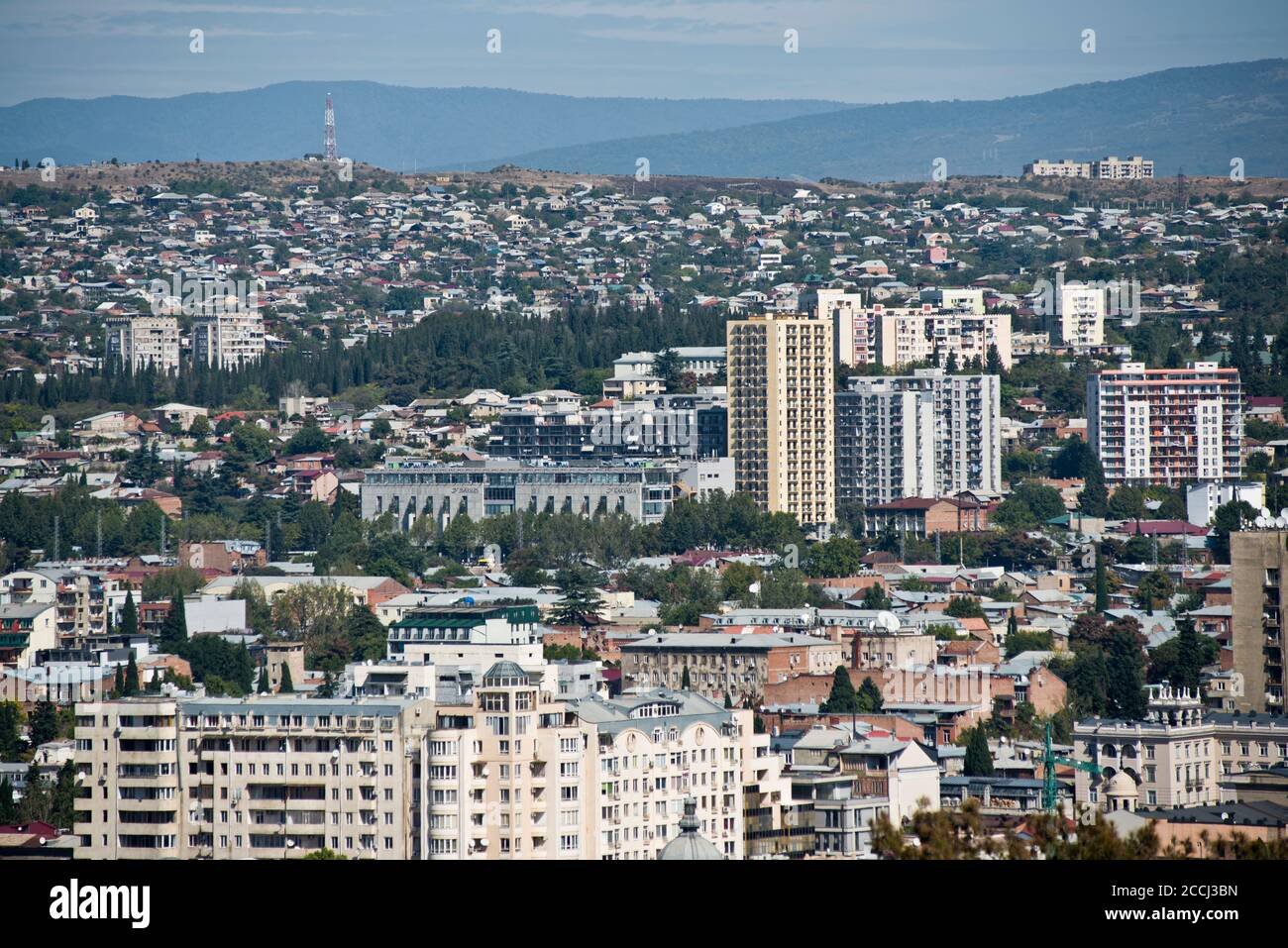 Tbilisi skyline, city center and outskirts. Republic of Georgia Stock ...