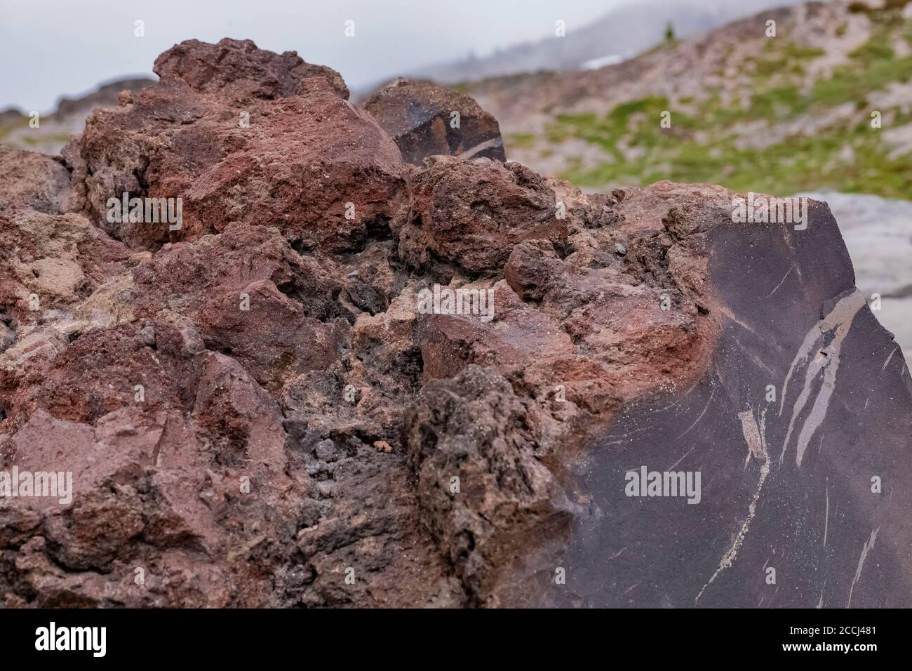 Volcanic rocks, with smooth and extremely rough forms of lava, near Old ...