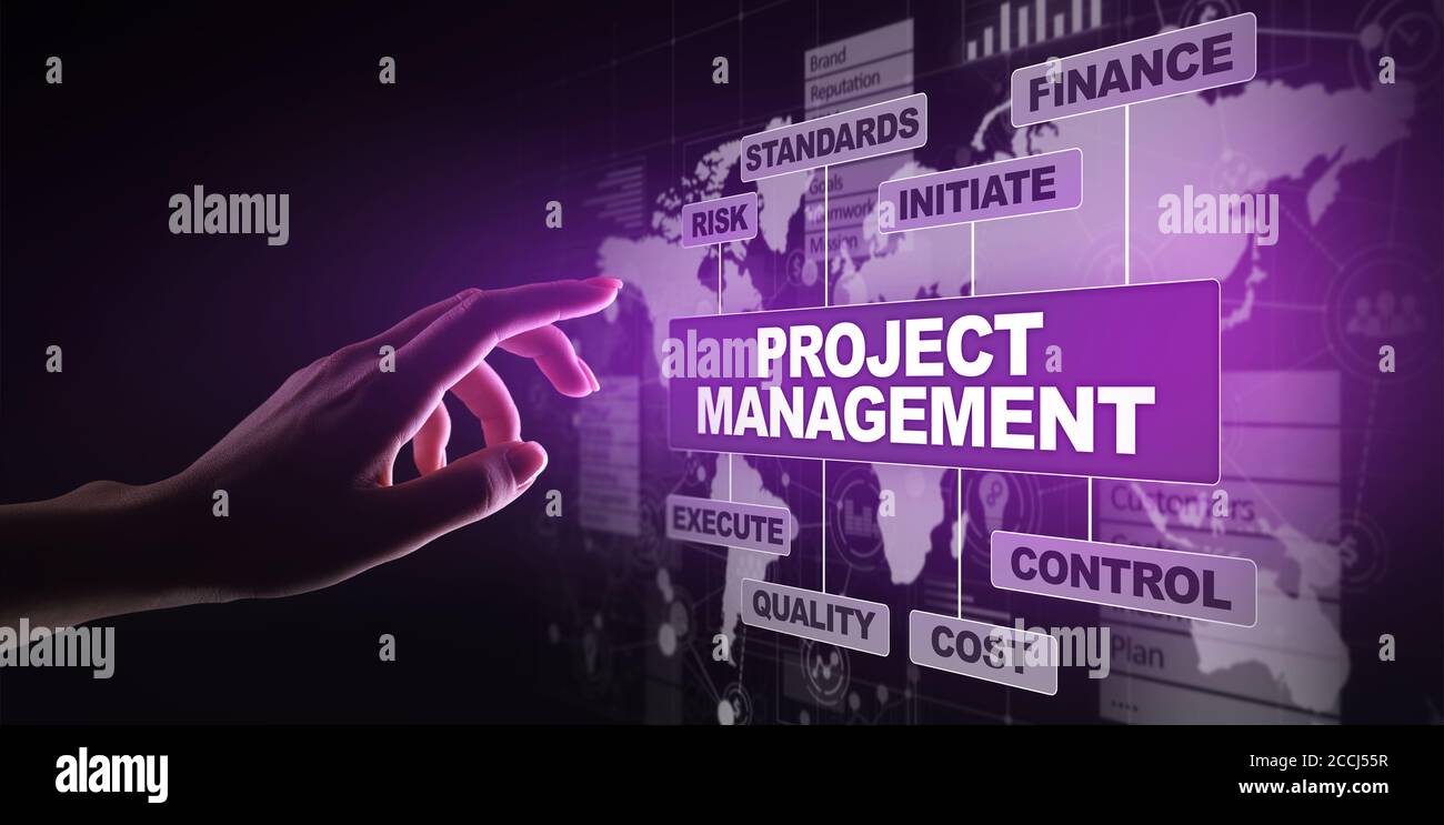 Project management diagram on virtual screen. Business, Finance and ...