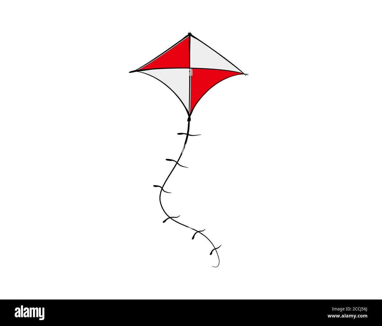 red and white kite on white background in vector illustration Stock ...