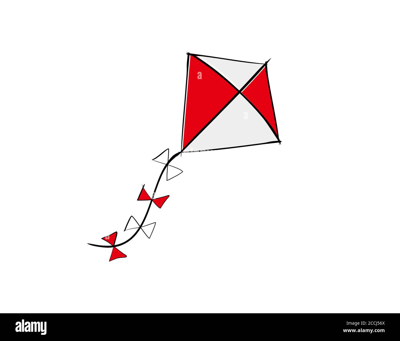 red and white kite on white background in vector illustration Stock ...
