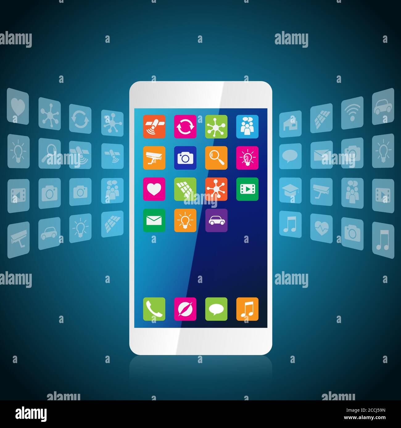 Select applications to download and install on smartphone Stock Vector ...