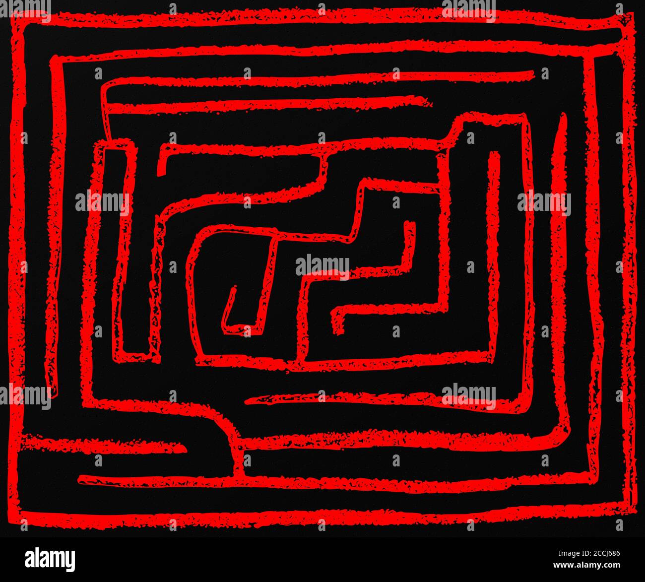 Playable maze in crayon style red on black (number 9 Stock Photo - Alamy