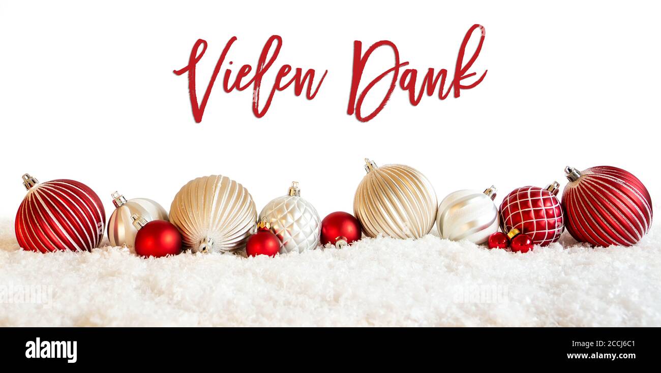 Christmas Ball Ornament, Vielen Dank Means Thank You, Snow Stock Photo ...