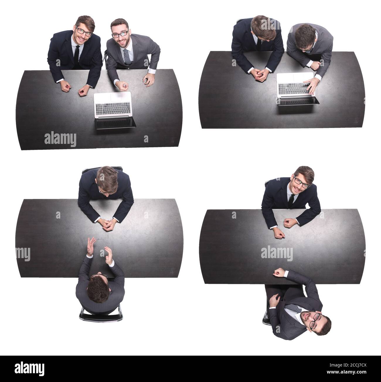 top view. two business people sitting at the Desk Stock Photo - Alamy