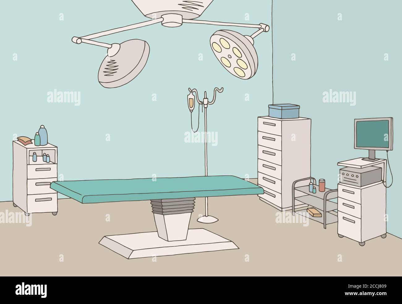 Operating room graphic color interior sketch illustration vector Stock ...
