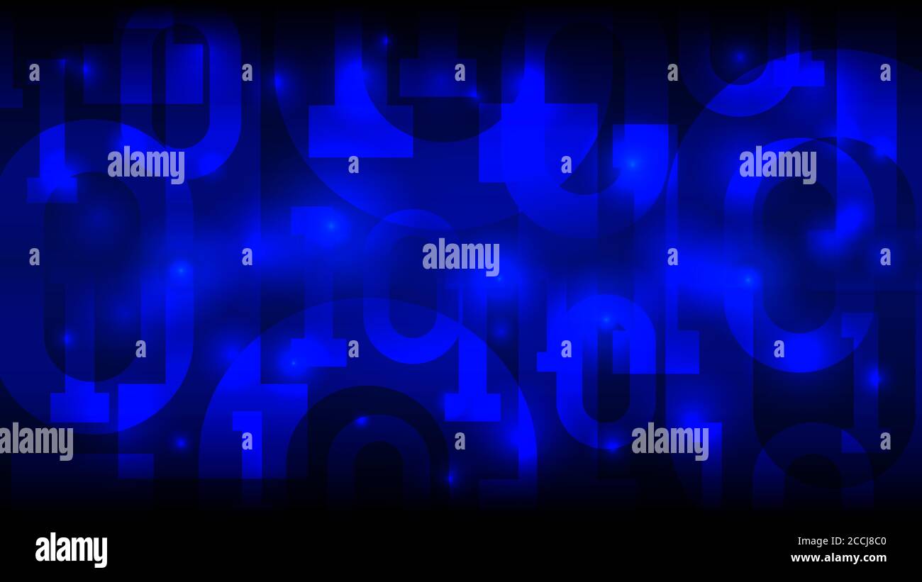 Matrix blue background with binary code, digital code in abstract futuristic cyberspace ...