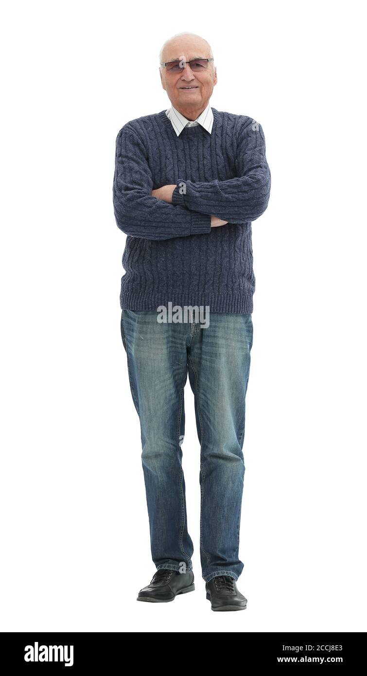 old man in full growth on a white background Stock Photo - Alamy