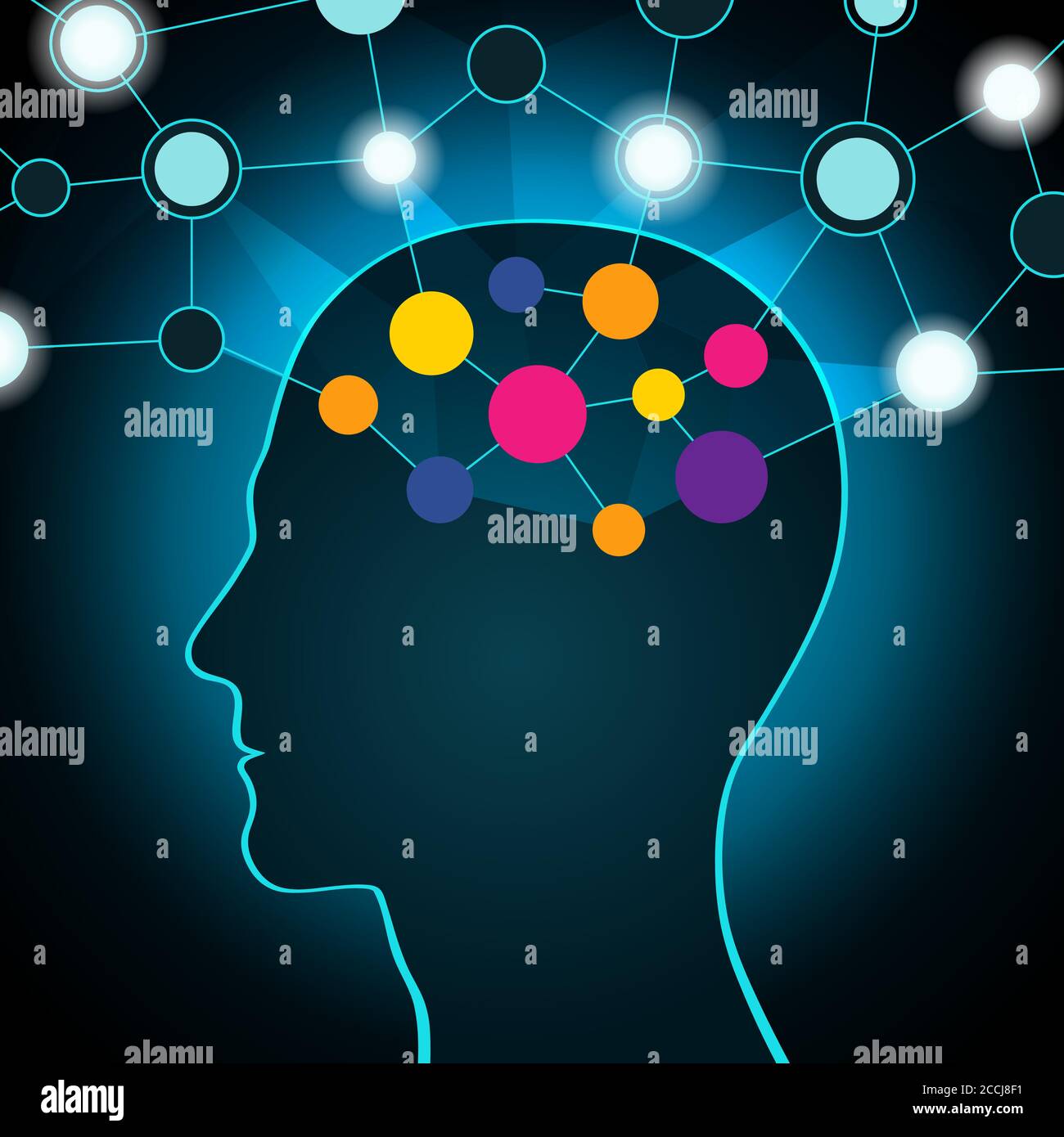 Man and big data, communication, contacts, business. A global network ...