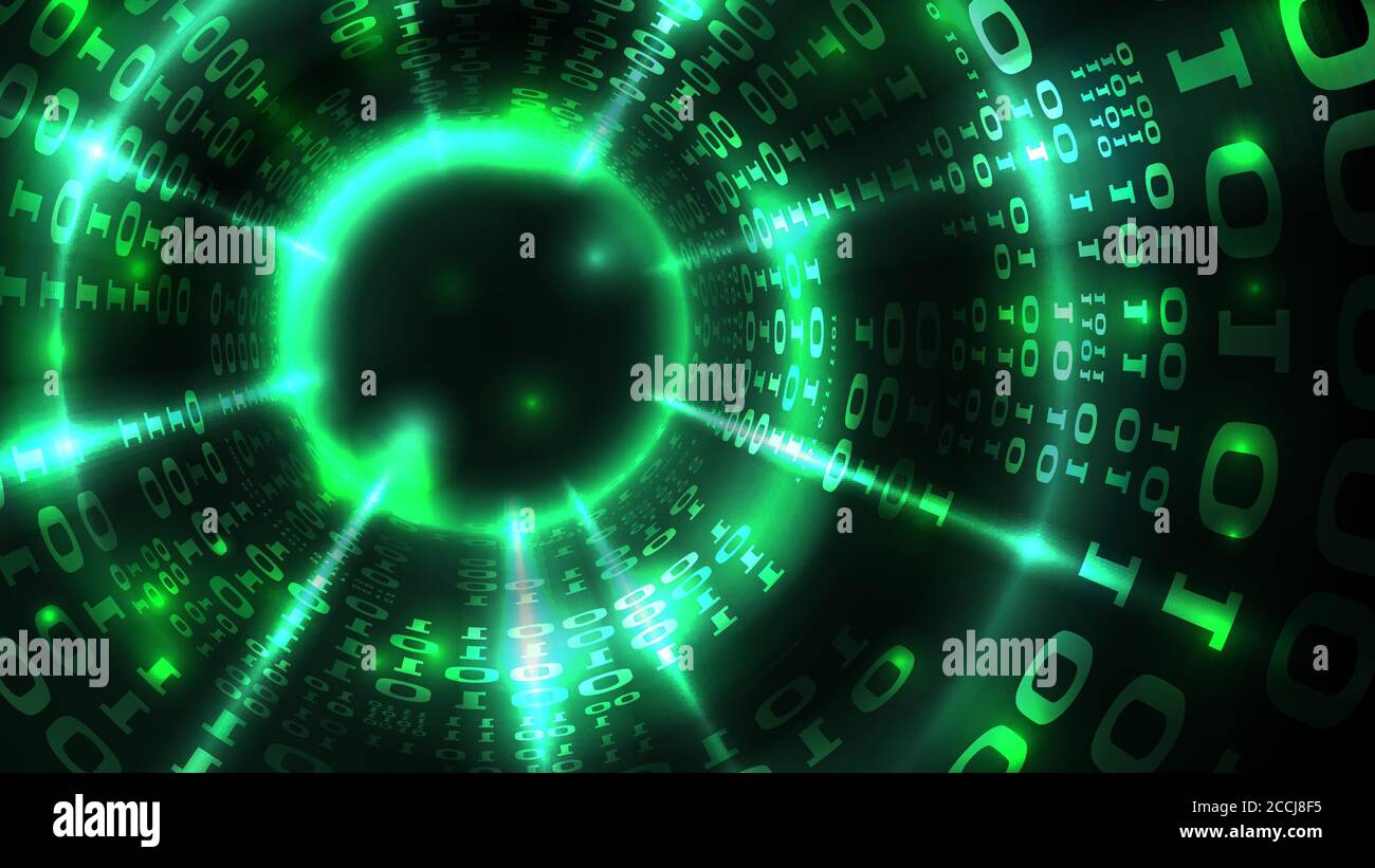 Abstract binary code green tunnel hi-res stock photography and images ...