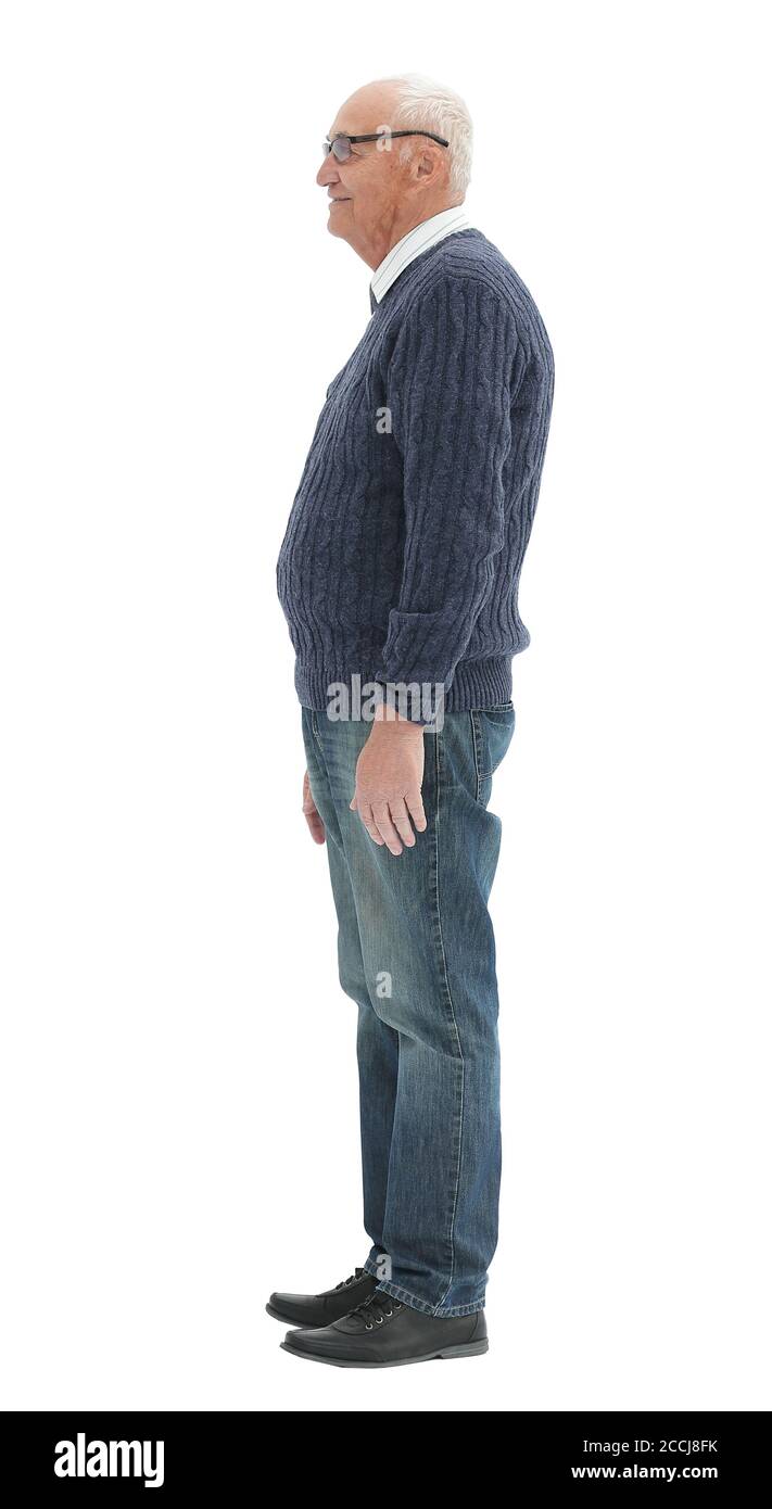 full-length profile of an old elderly man Stock Photo - Alamy