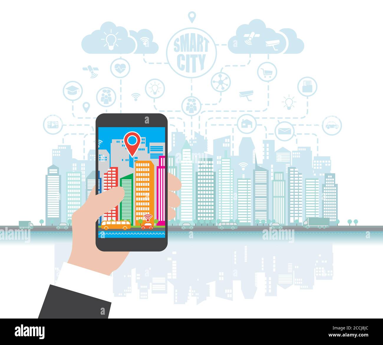 The concept of smart city. Background, place for text Stock Vector ...
