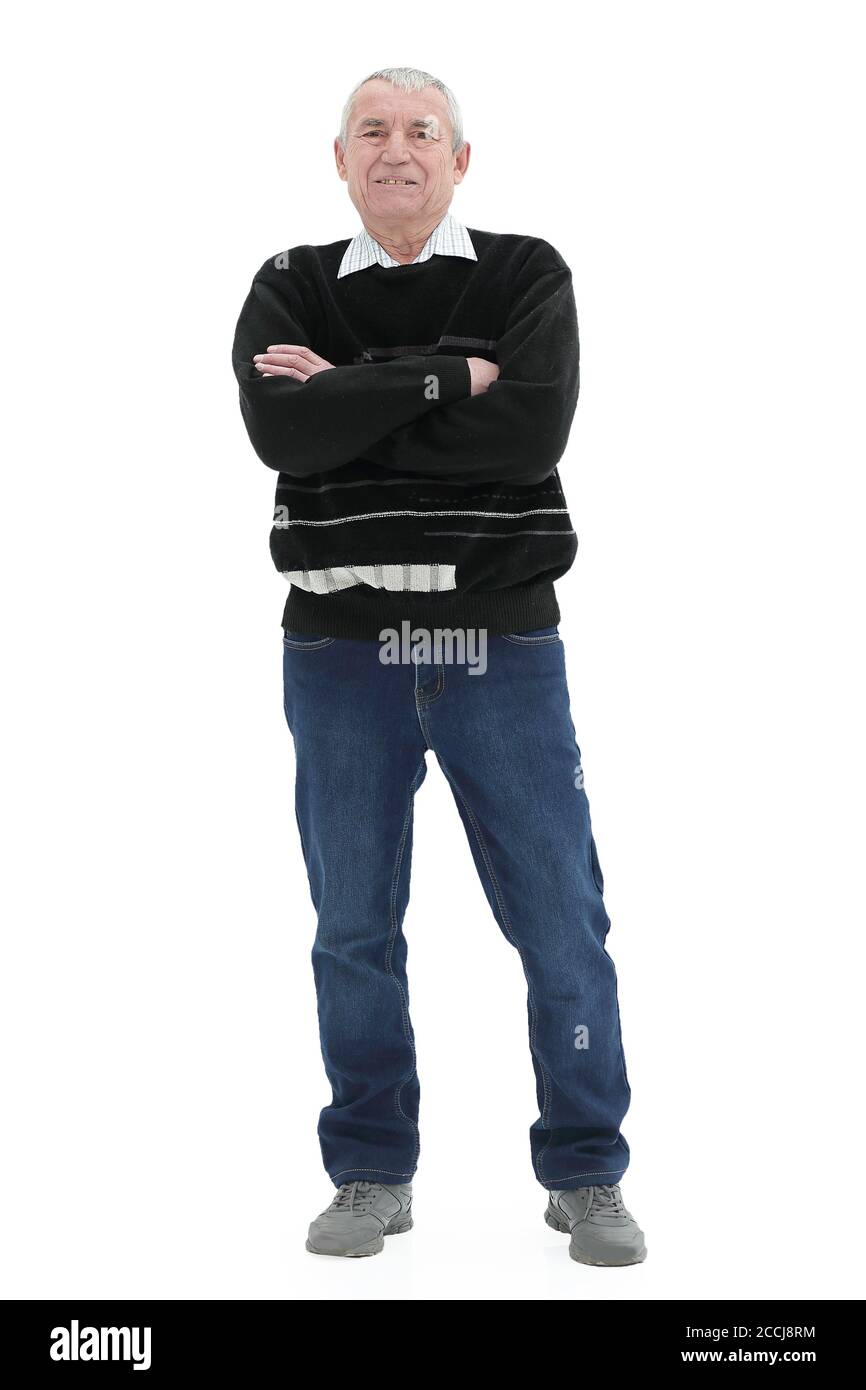 Gray haired man standing Cut Out Stock Images & Pictures - Alamy