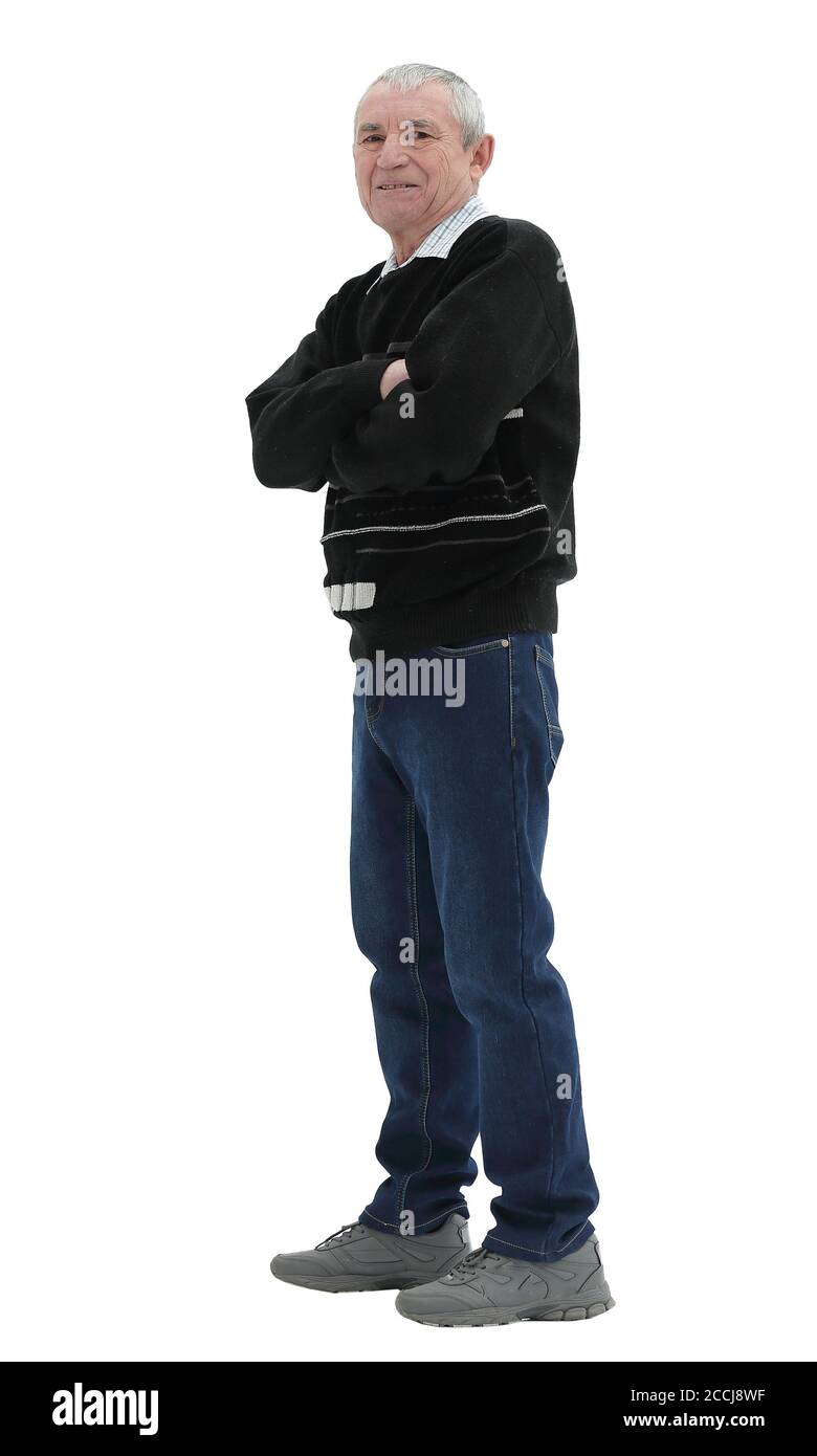 Gray haired man standing Cut Out Stock Images & Pictures - Alamy