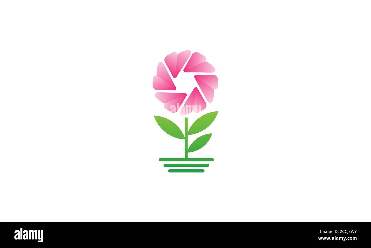 abstract flower shutter camera lens photography logo design icon vector ...