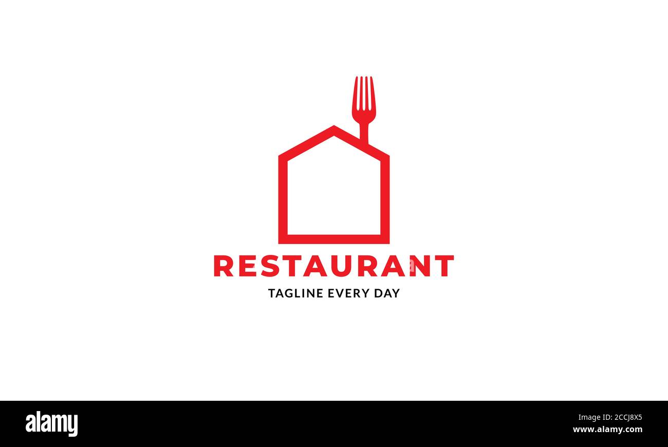 simple minimalist line restaurant food fork logo design icon Stock ...