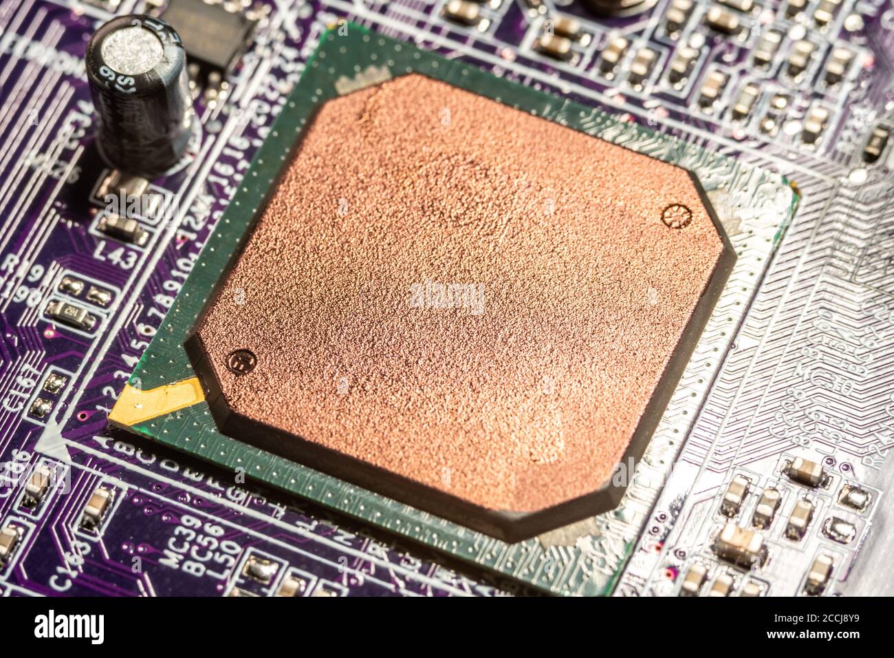 Modern processor CPU on the motherboard of the computer. The concept of ...
