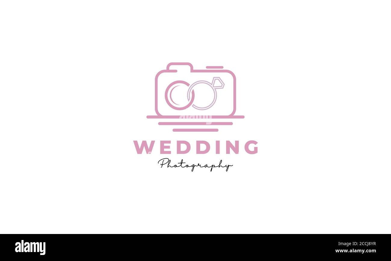 wedding / married camera / ring / photography event logo design Stock ...