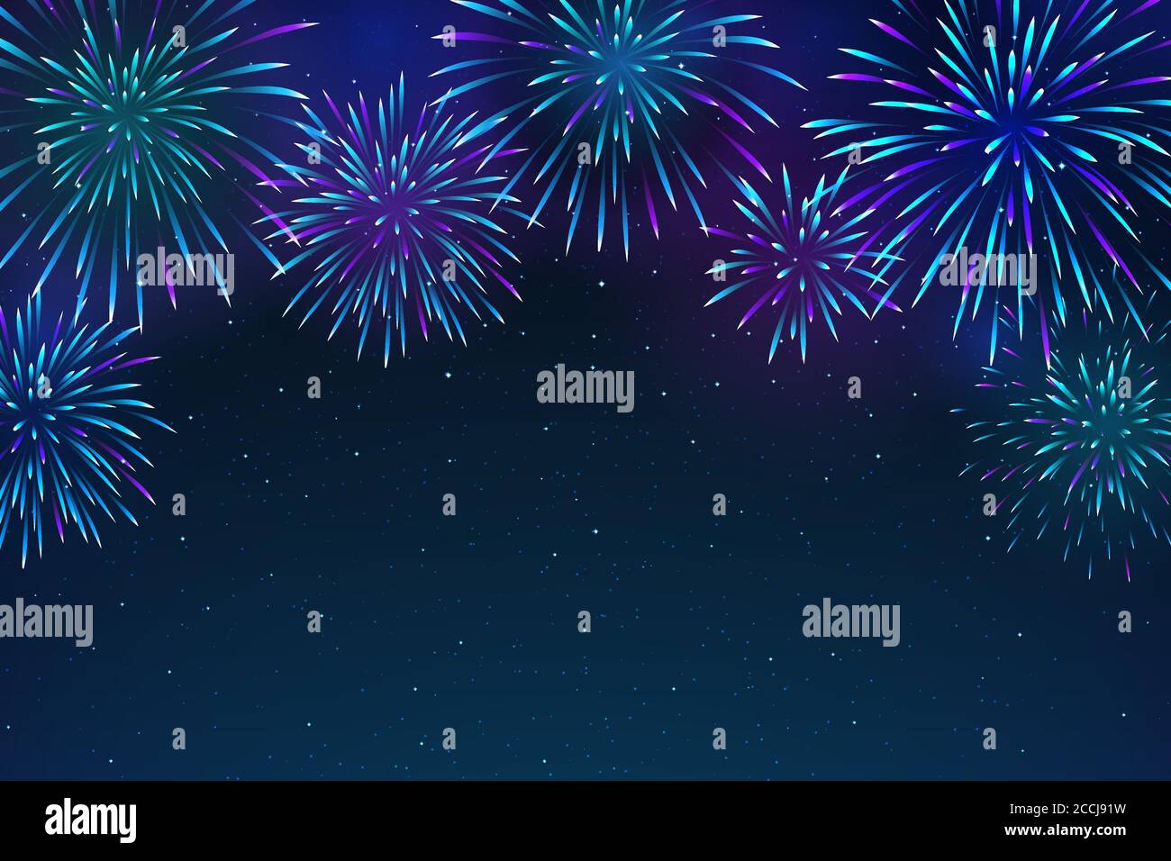Colorful fireworks on a dark blue background. Bright fireworks in the ...