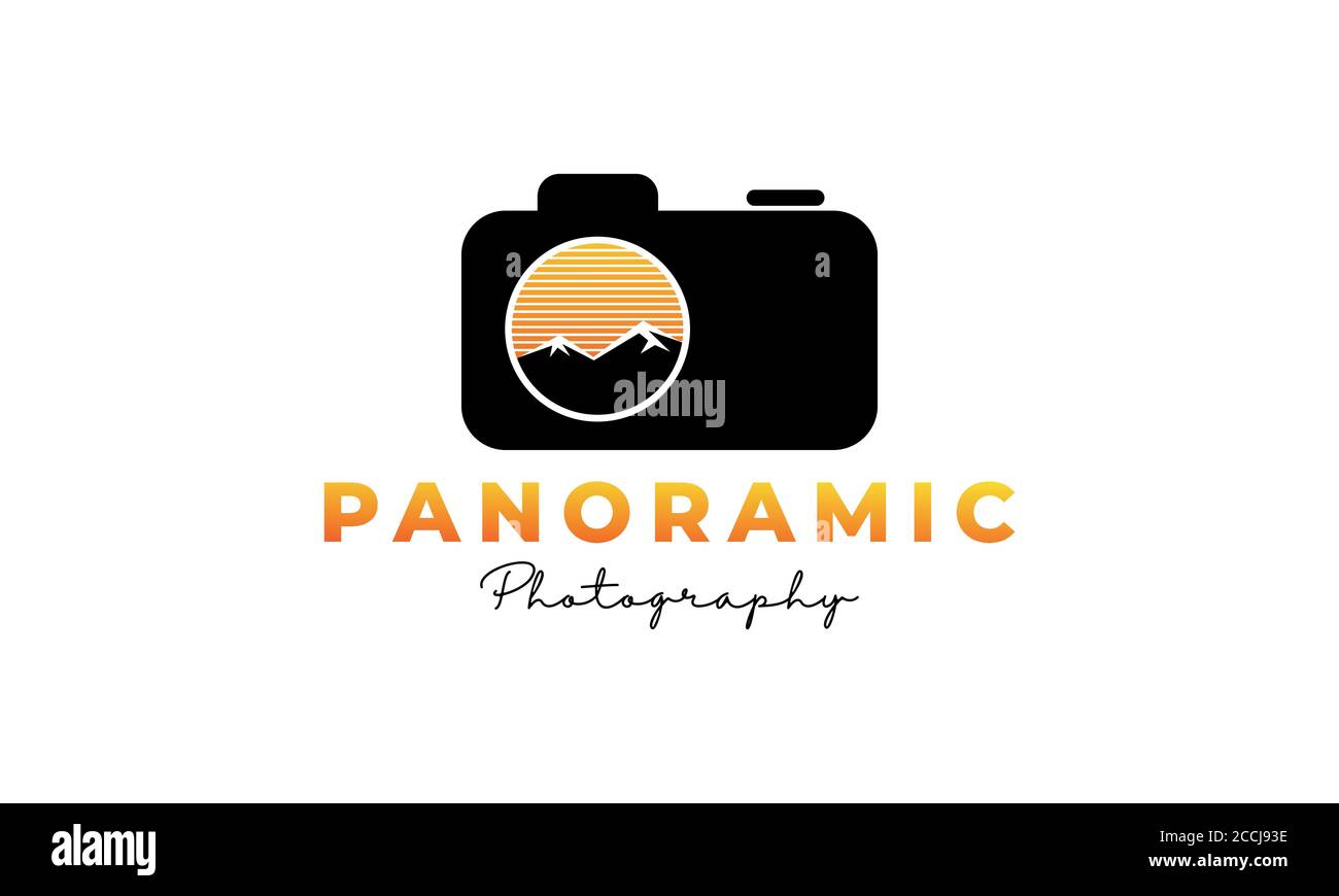 mountain or sunset or nature shutter lens camera photography logo ...