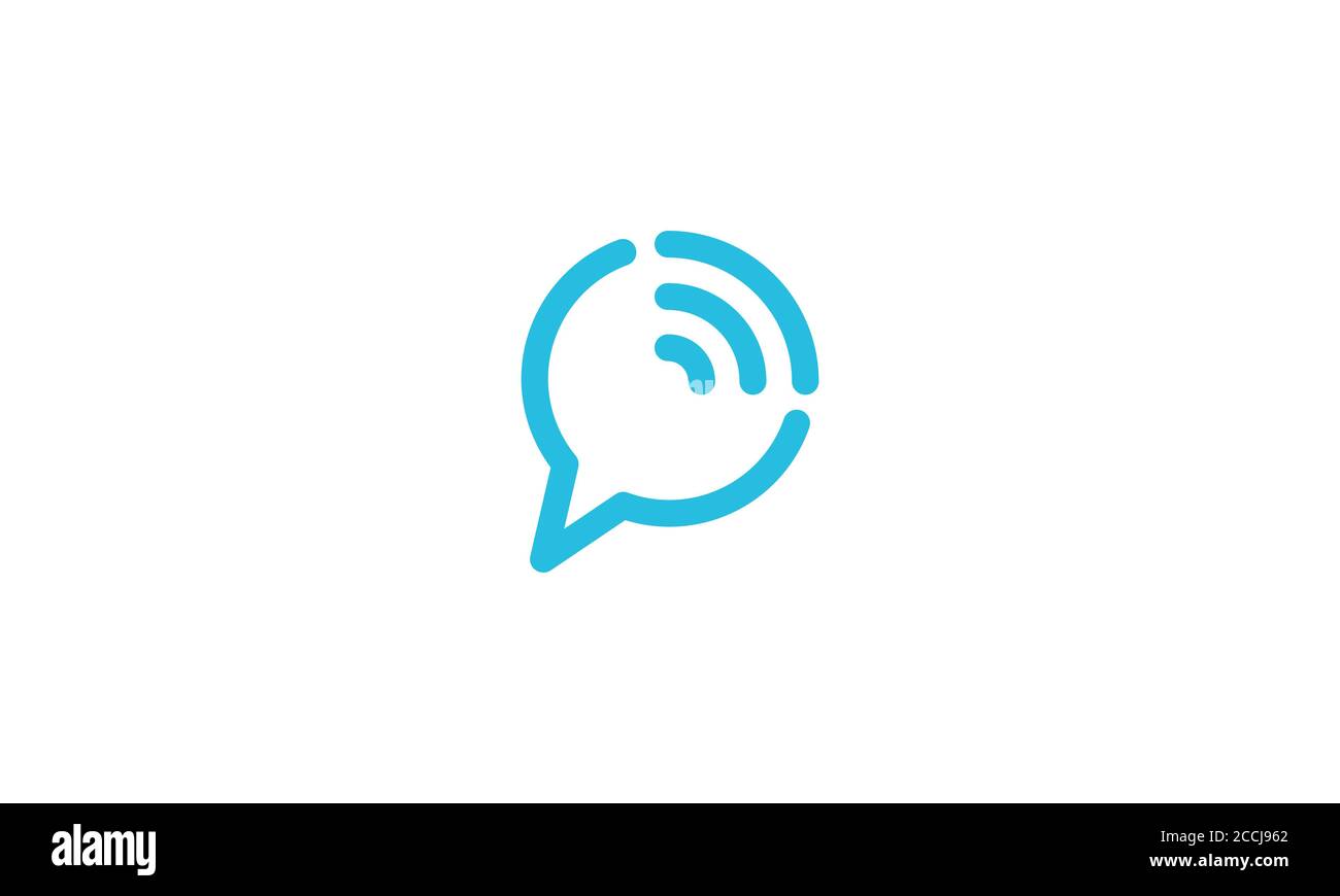 bubble chat Wifi internet connect technology line logo design icon ...