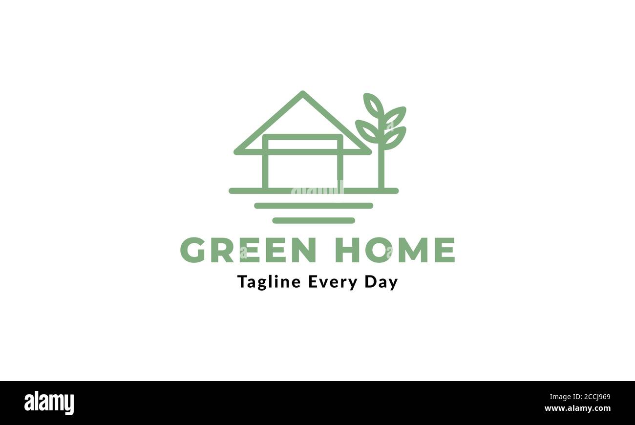 simple home or house with tree line minimalist logo design architecture ...