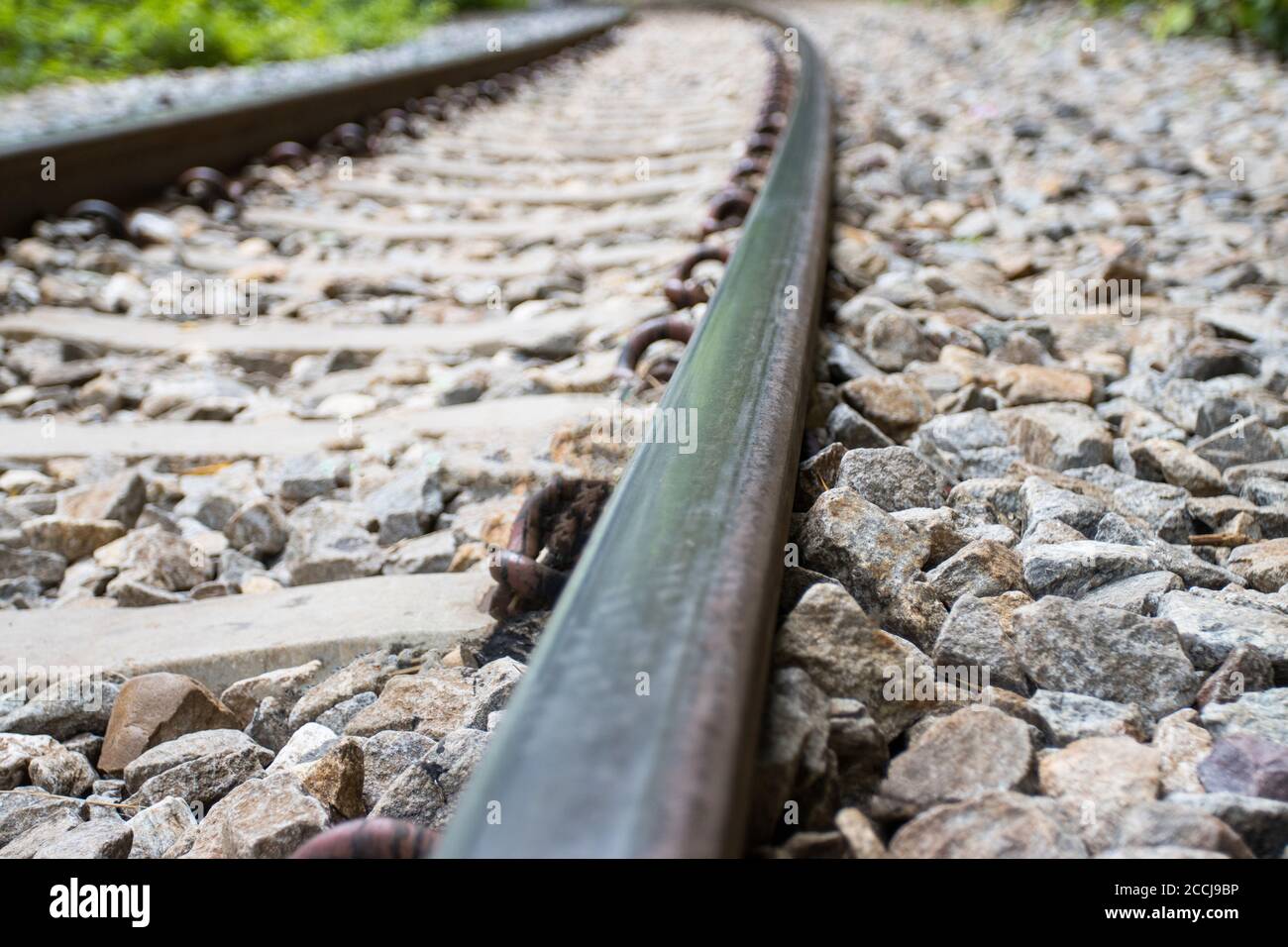 Iron Railway tracks railroad for Trains, Forward line view Stock Photo ...