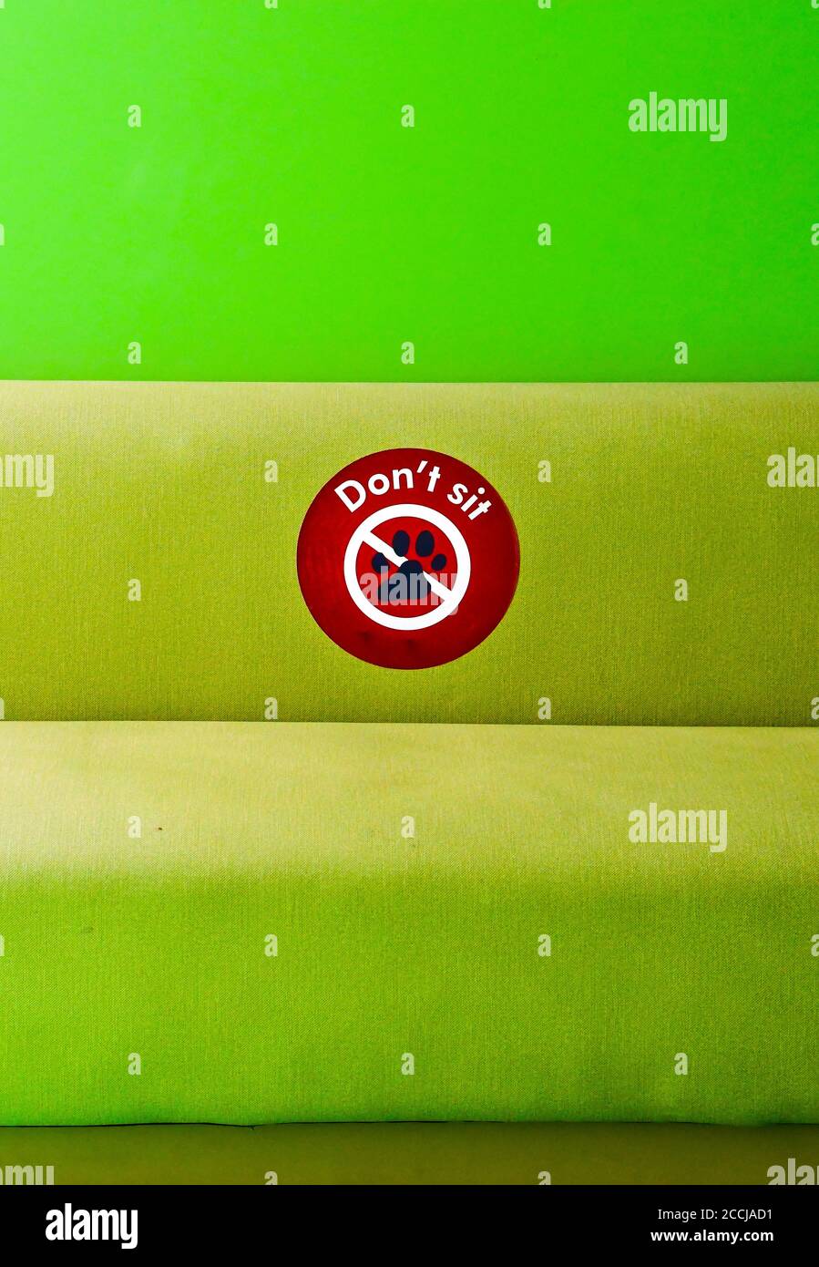 Social distancing seat markers in an office building during the covid ...