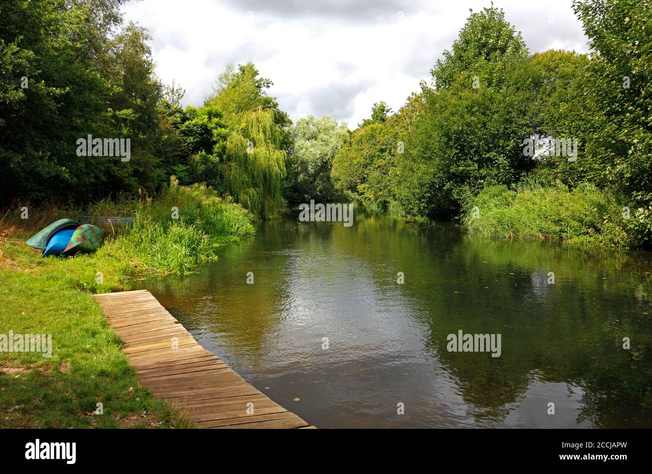 A view of the upper reaches of the River Bure with staging for the ...