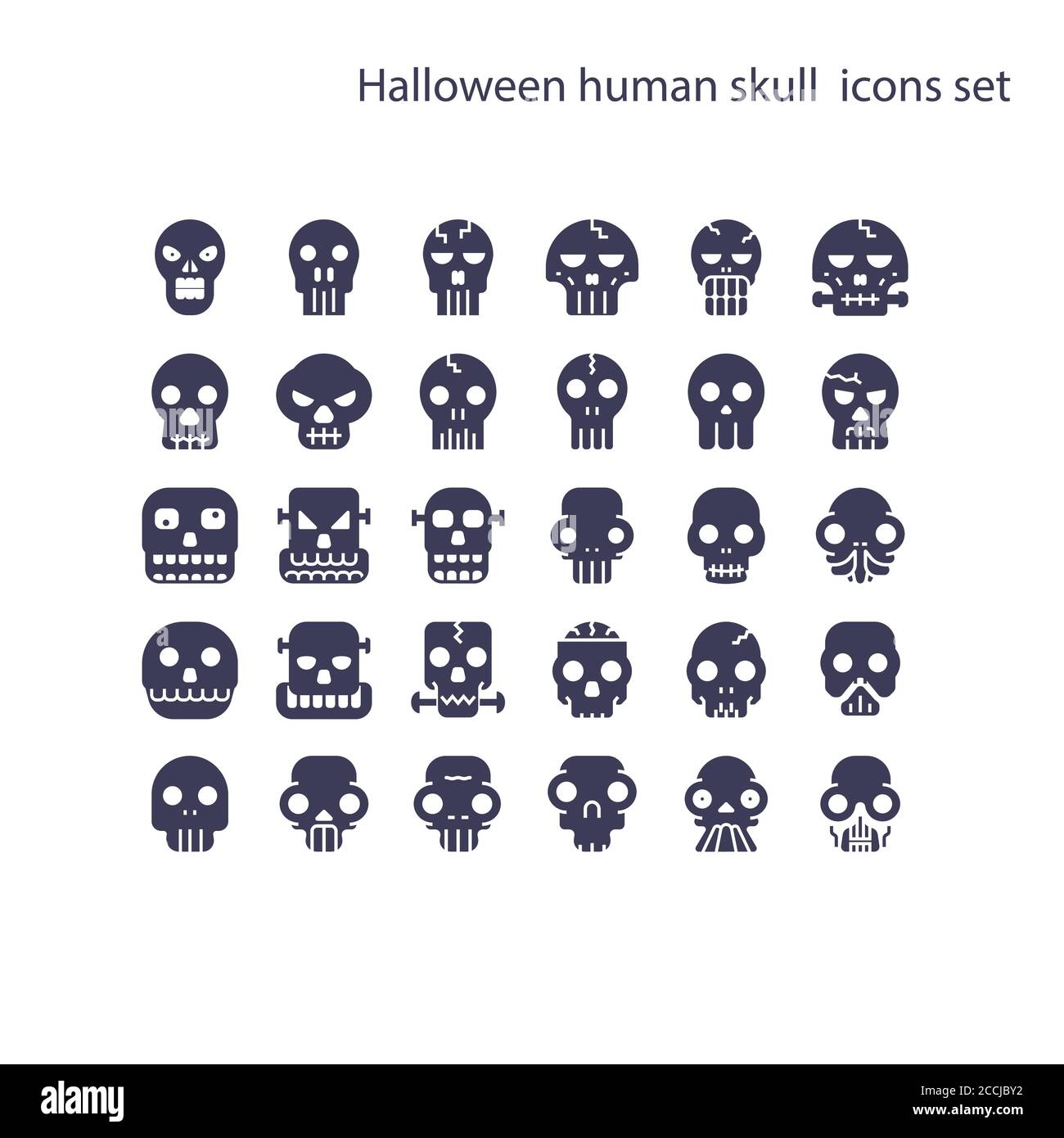 Halloween human skull vector icon.Ghost or Monster. Demon or Satan sign ...