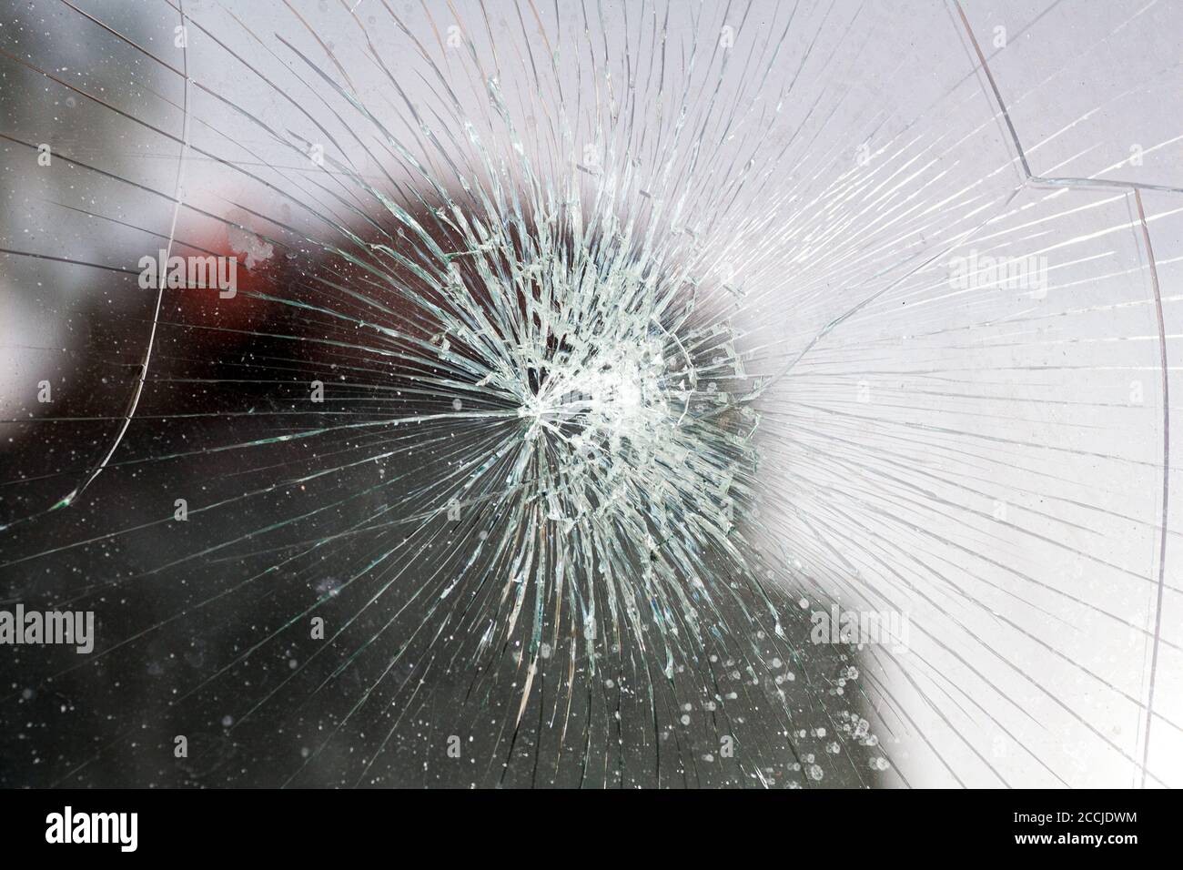 broken glass. Car glass cracked from an accident. Armored glass after ...